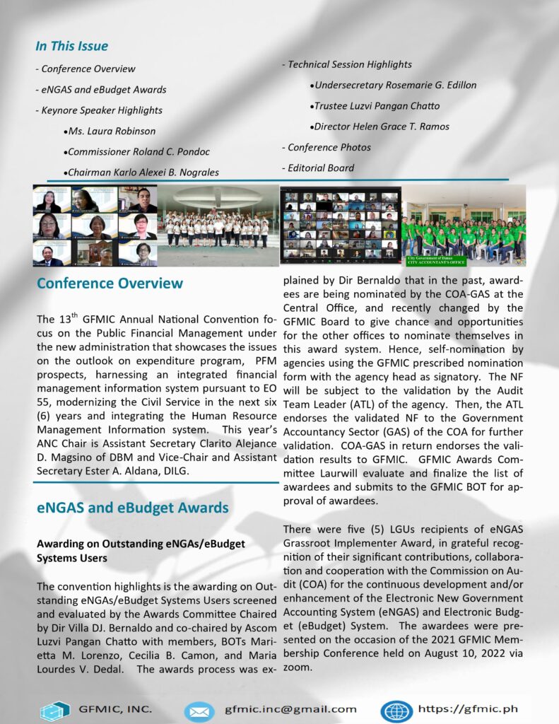 Post Conference Newsletter - GFMIC, Inc.